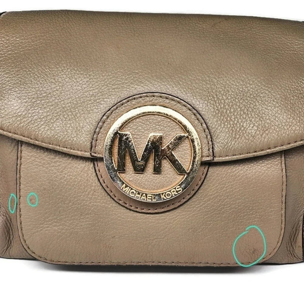 Michael Kors | Bags | Michael Kors Margo Grey Tan Leather Flap Close ...